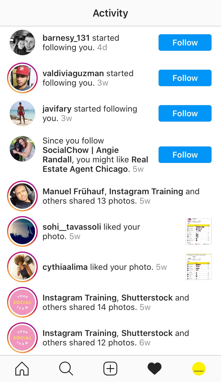 Instagram Removed the Following Activity Tab, Now What? - Snoopreport